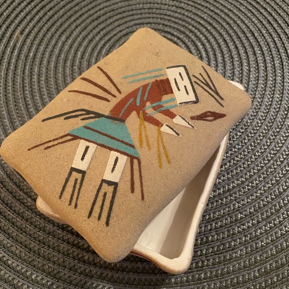 Art | Sand Paint Navajo Tribal Indian Native Hand Painted Ceramic ...